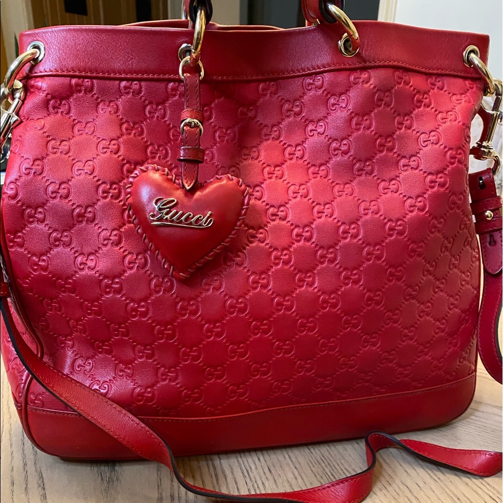 Authentic Rare Large Gucci Red Leather Guccissma Vale… - Gem